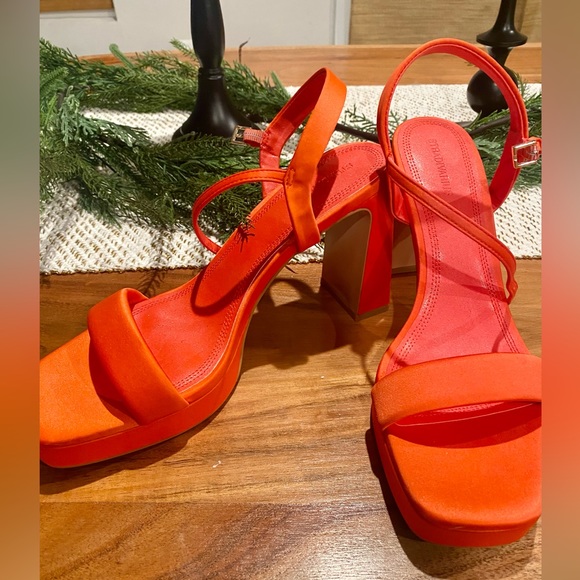 ASOS | Shoes | Asos Summer Orange Block Heels | Poshmark